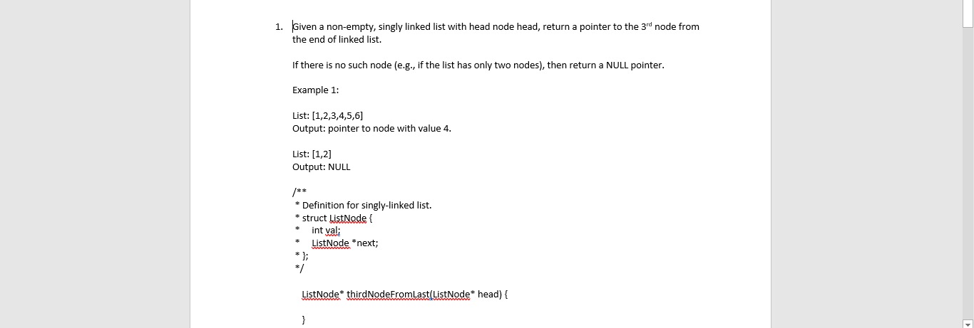 Solved 1. given a non-empty, singly linked list with head | Chegg.com