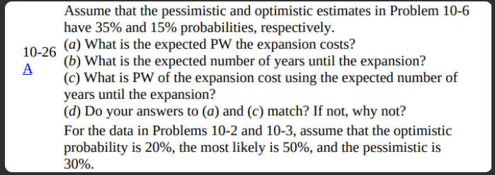 Solved Assume that the pessimistic and optimistic estimates | Chegg.com