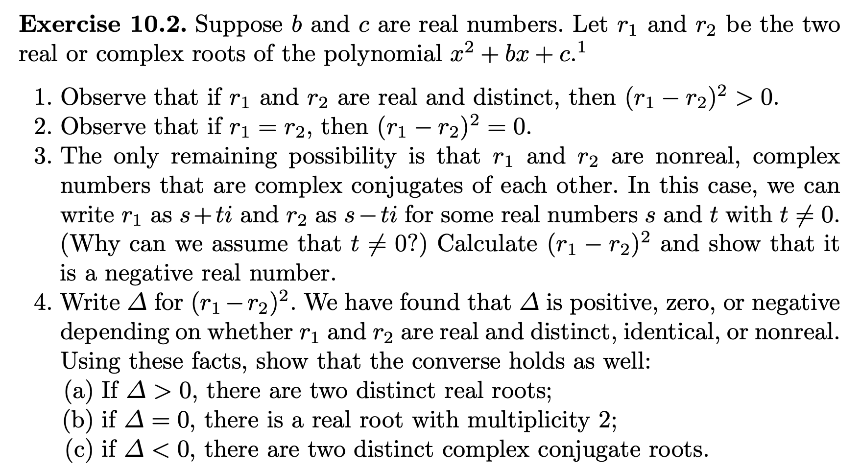 Solved Exercise 10.2. Suppose b and c are real numbers. Let | Chegg.com