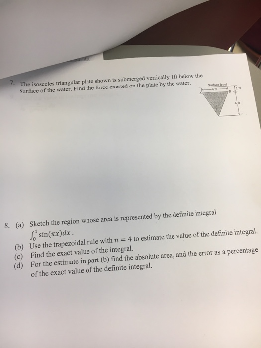 Solved The isosceles triangular plate shown is submerged | Chegg.com