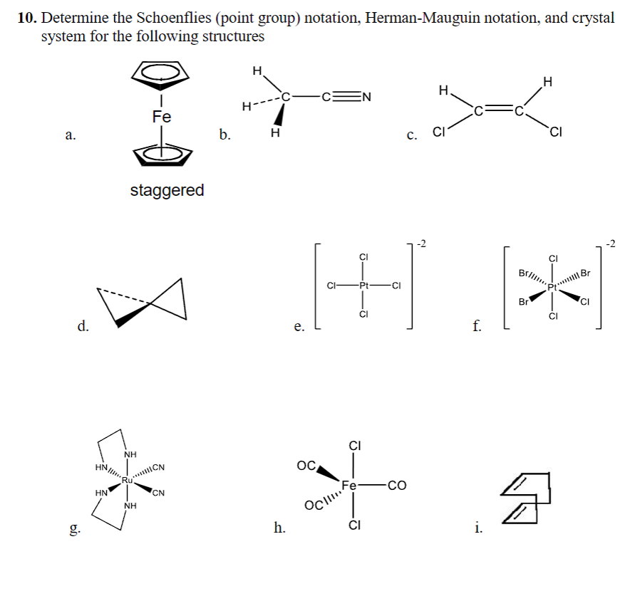 Solved Determine the Schoenflies (point group) ﻿notation, | Chegg.com