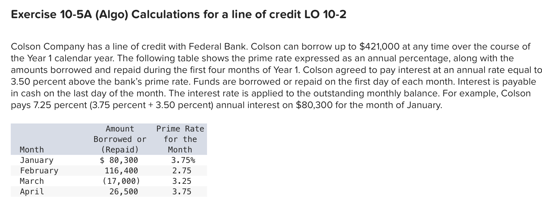 Solved Exercise 10-5A (Algo) ﻿Calculations for a line of | Chegg.com