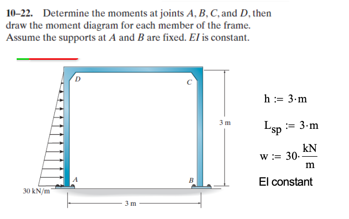 Solved 10–22. Determine the moments at joints A, B, C, and | Chegg.com