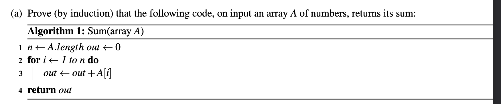 Solved (a) Prove (by induction) that the following code, on | Chegg.com