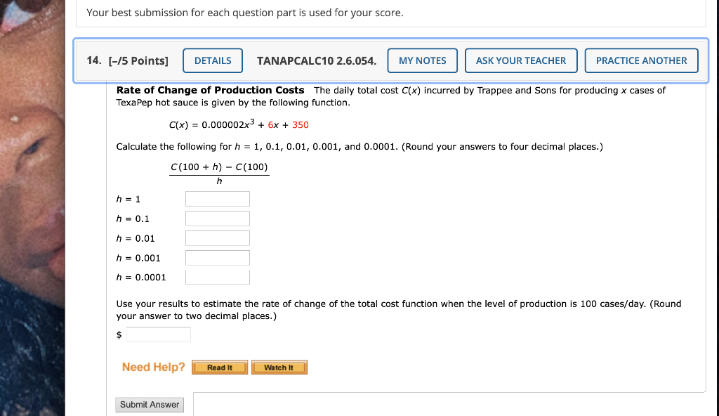 Solved Your best submission for each question part is used | Chegg.com