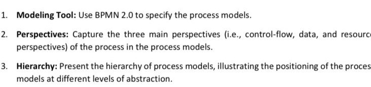 1. Modeling Tool: Use BPMN 2.0 to specify the process | Chegg.com