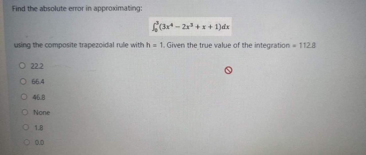 Solved Find the absolute error in approximating: So (3x4 – | Chegg.com