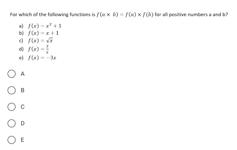 Solved For which of the following functions is | Chegg.com