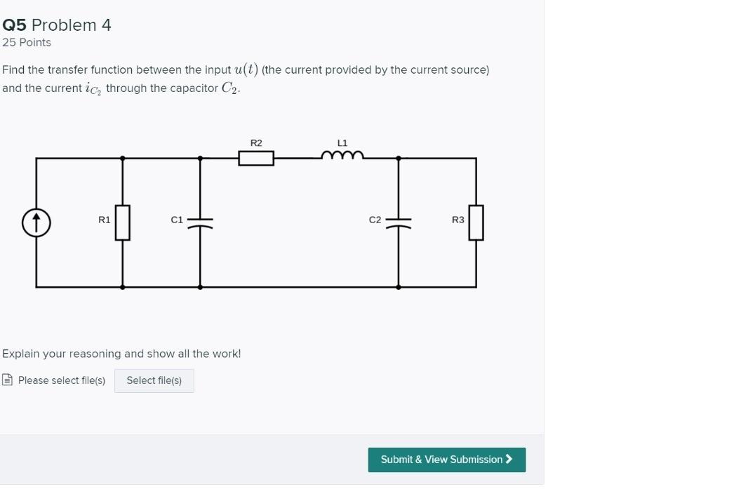 Solved Q5 Problem 4 25 Points Find the transfer function | Chegg.com