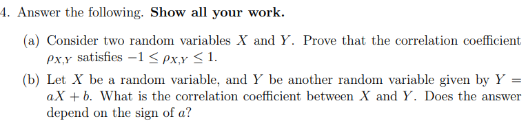 Solved Answer the following. Show all your work. (a) | Chegg.com