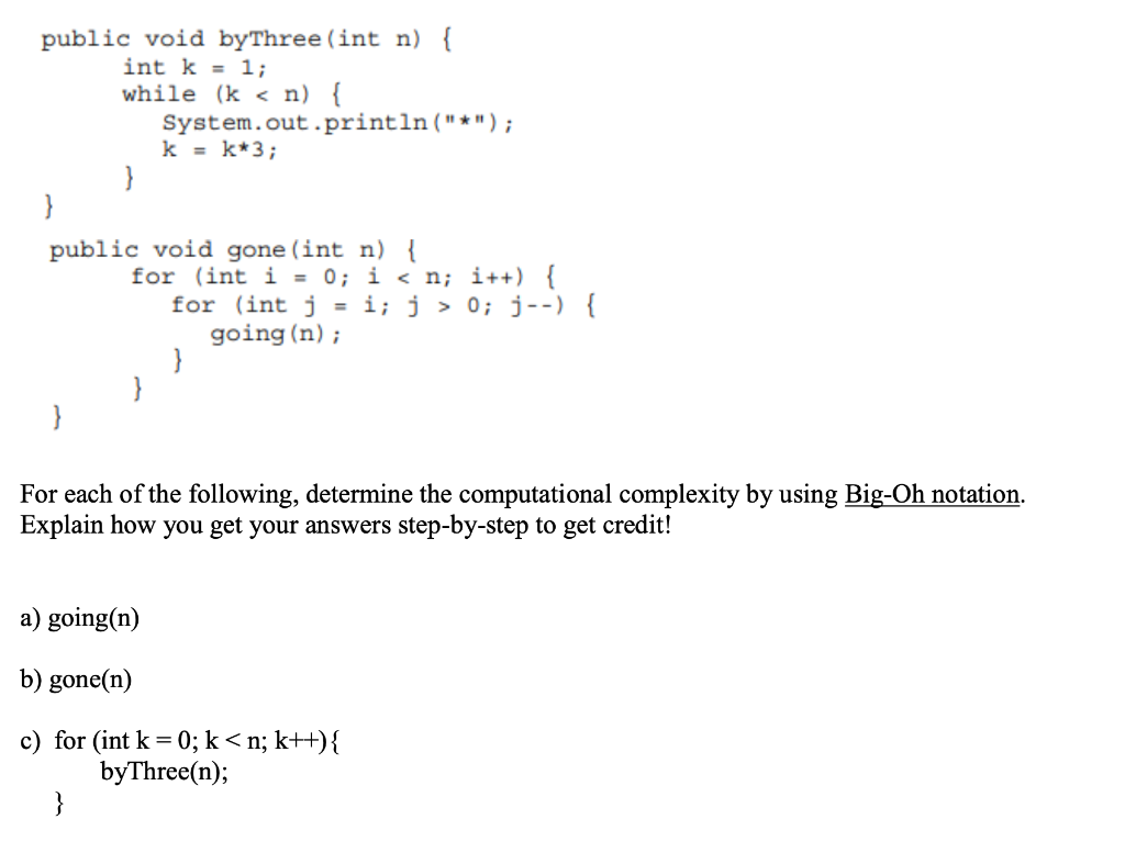 Solved 5) [20 pts] Consider the following methods. public | Chegg.com