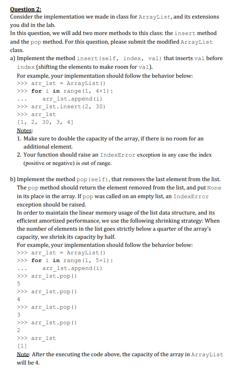 Question 2: Consider the implementation we made in | Chegg.com