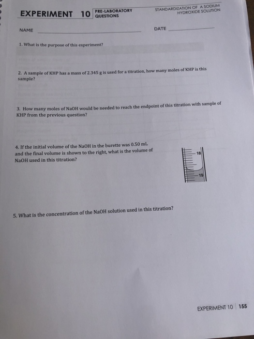Solved EXPERIMENT STANDARDIZATION OF A SODIUM PURPOSE | Chegg.com