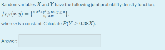 Solved Random variables X and Y have the following joint | Chegg.com