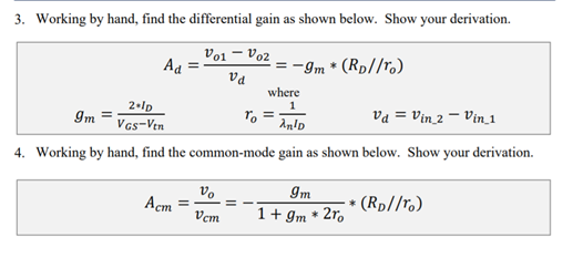 Solved 3. Working by hand, find the differential gain as | Chegg.com