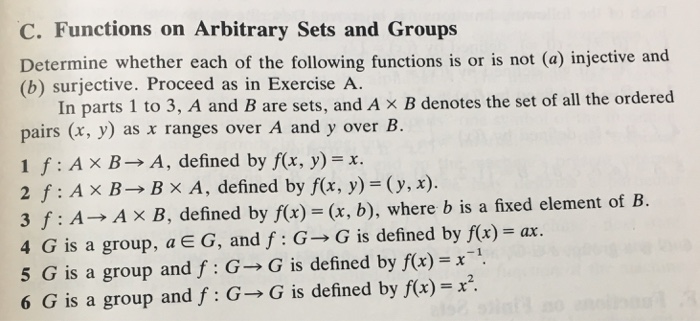 Solved C. Functions on Arbitrary Sets and Groups Determine | Chegg.com