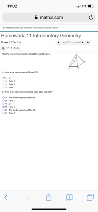 Solved 11:02 LTE mathxl.com GSW Math 3002 Geometry for | Chegg.com