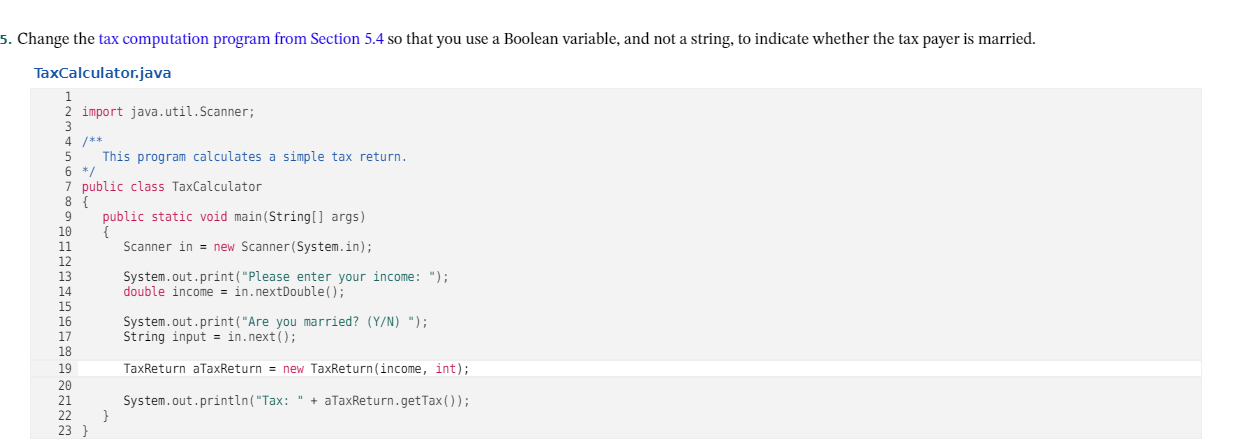 Solved 5. Change the tax computation program from Section | Chegg.com