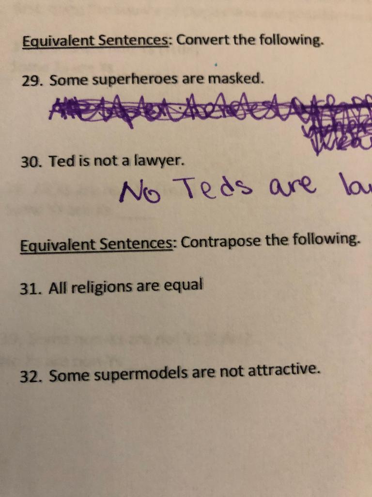 Solved Equivalent Sentences: Convert the following. 29. Some | Chegg.com