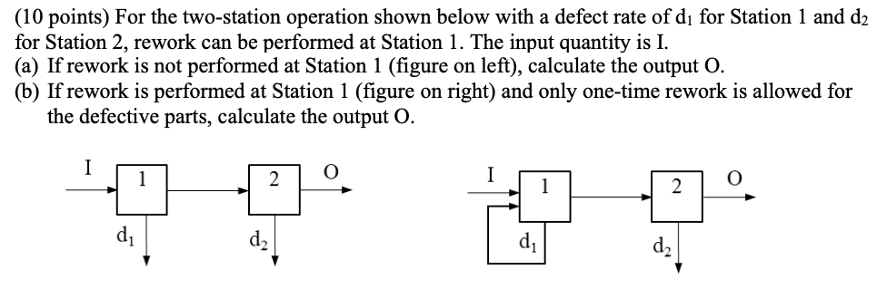 Solved (10 points) For the two-station operation shown below | Chegg.com
