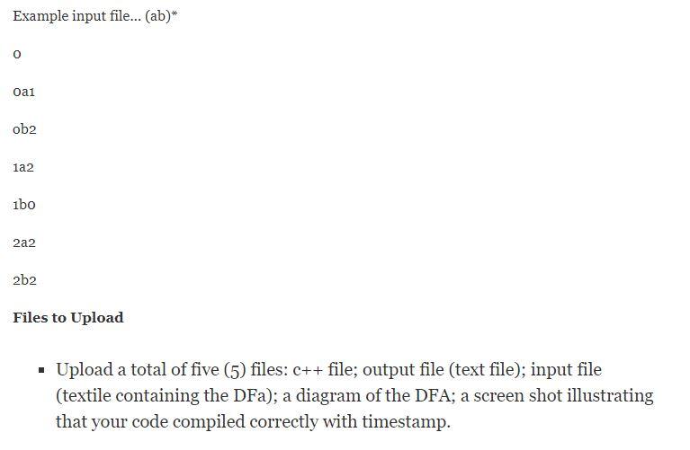 DFA Simulator DFA C++ DFA simulator A deterministric | Chegg.com