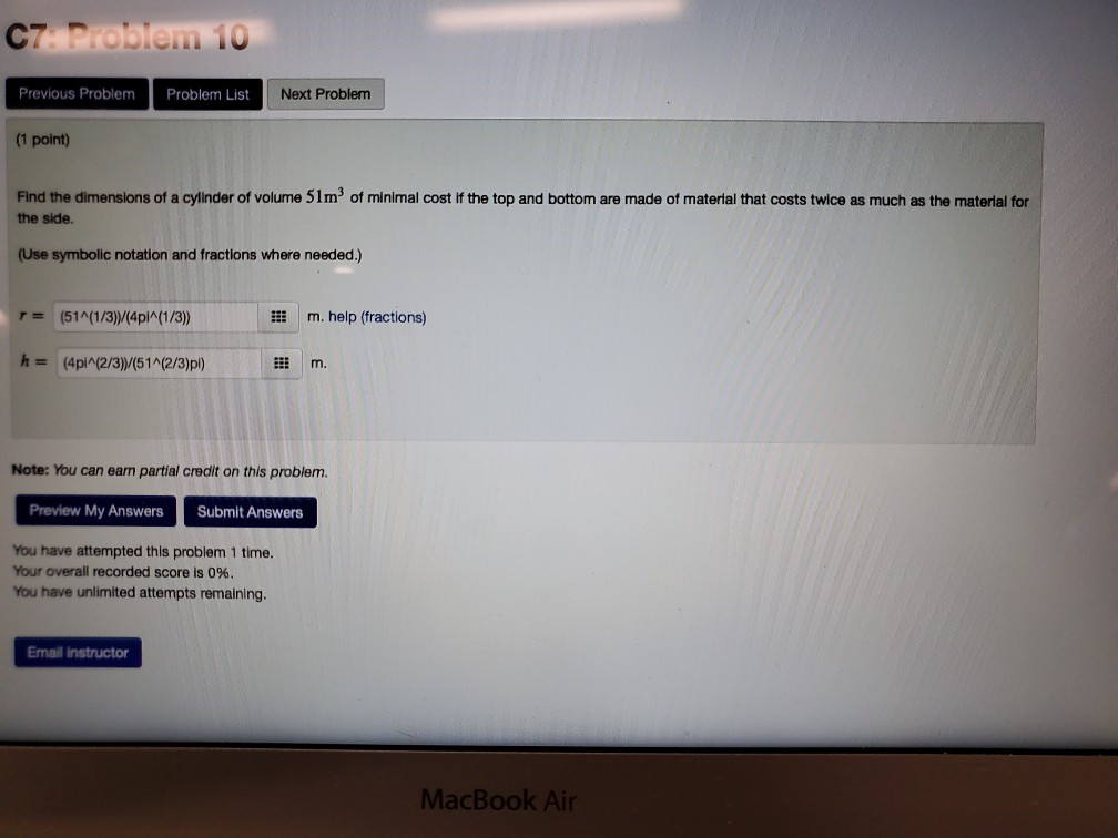 Solved C7: Problem 8 Previous Problem Problem List Next | Chegg.com