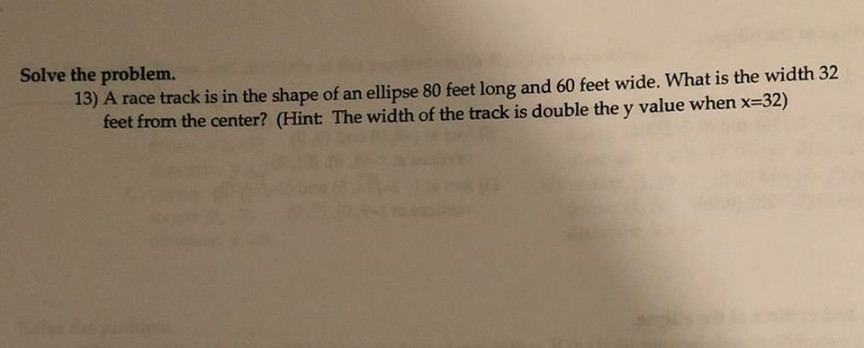 Solved Solve the problem. 13) A race track is in the shape | Chegg.com