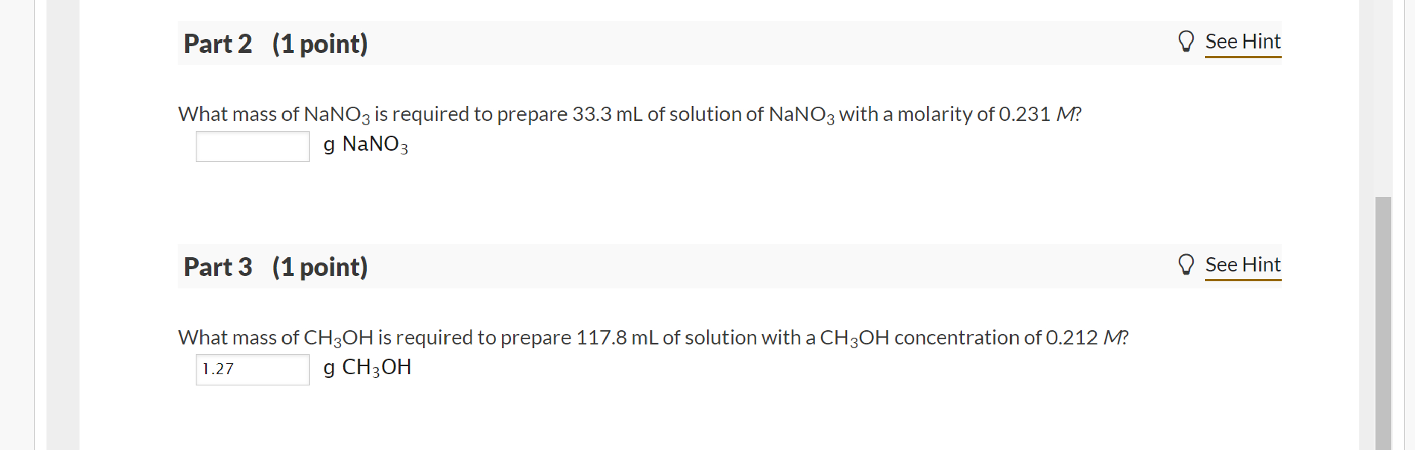 Solved What mass of NaNO3 ﻿is required to prepare 33.3 ﻿mL | Chegg.com