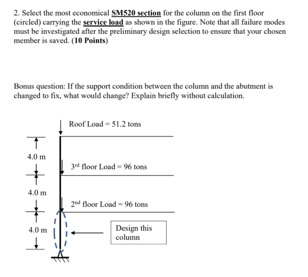 Solved 2. Select the most economical SM520 section for the | Chegg.com