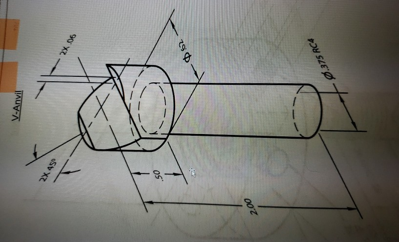 Solved U wwN- O 14-5) Draw and dimension the V-Anvil using | Chegg.com