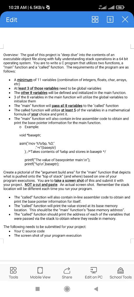 Solved 10:28 AM | 6.5KB/s W (96) األ. أ.۴ Edit X Overview: | Chegg.com