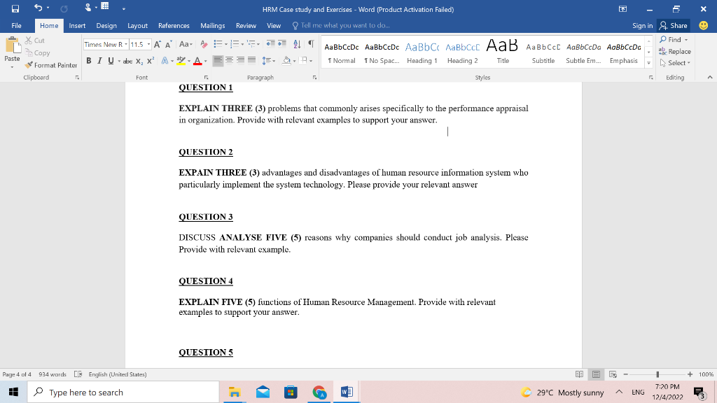 Solved 5 X File 1 05 HRM Case study and Exercises - Word | Chegg.com