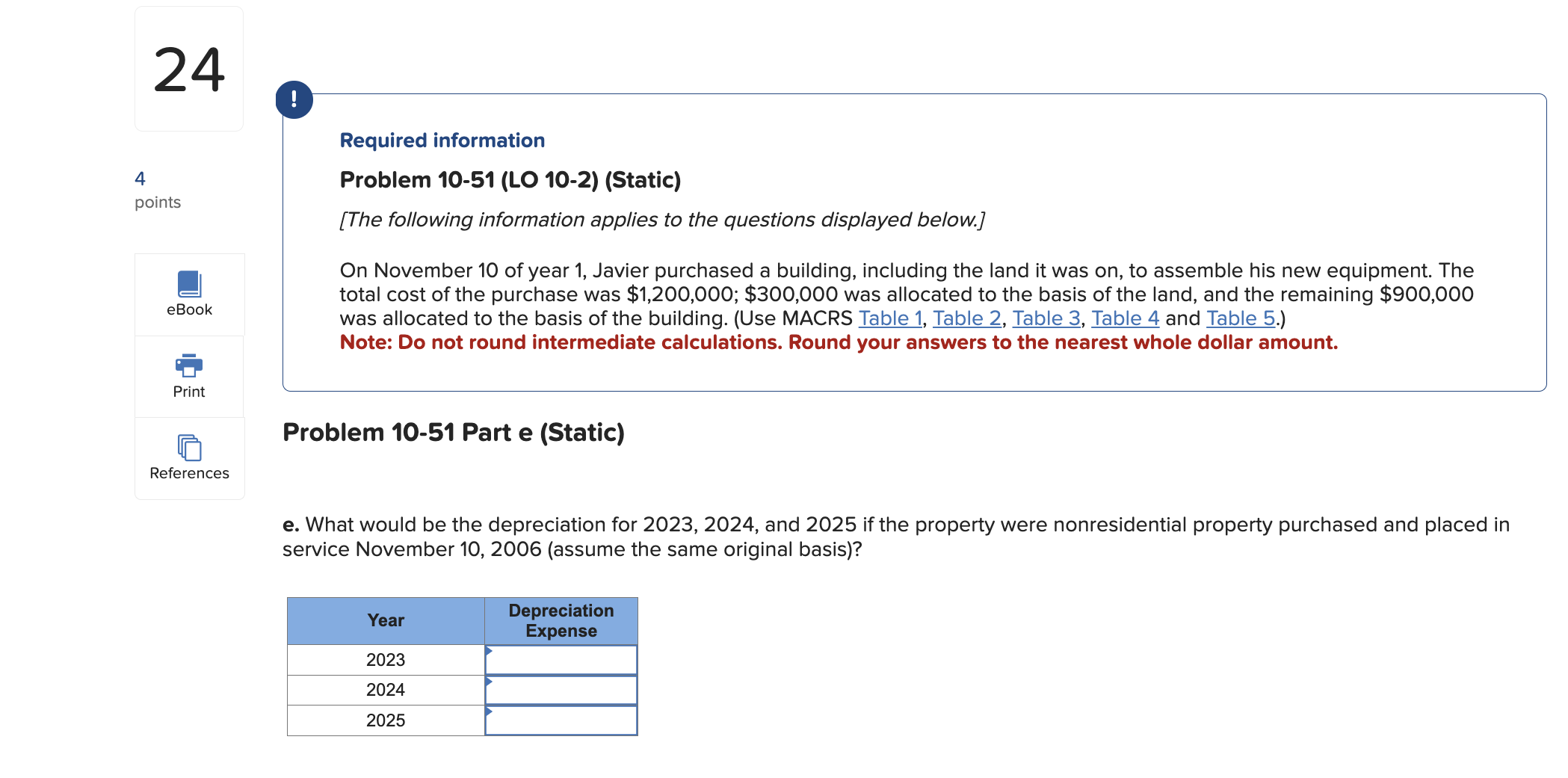 Solved Required information Problem 10-51 (LO 10-2) (Static) | Chegg.com