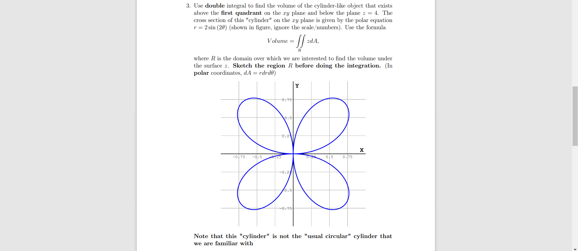 Solved 3. Use double integral to find the volume of the | Chegg.com