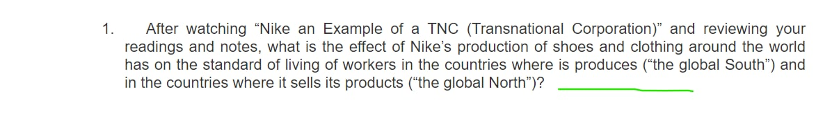 Solved 1. After watching "Nike an Example of a TNC | Chegg.com