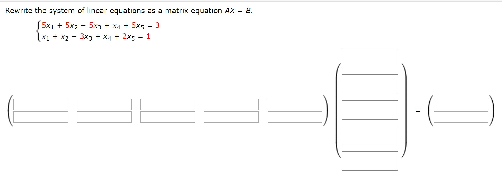Solved Rewrite the system of linear equations as a matrix | Chegg.com