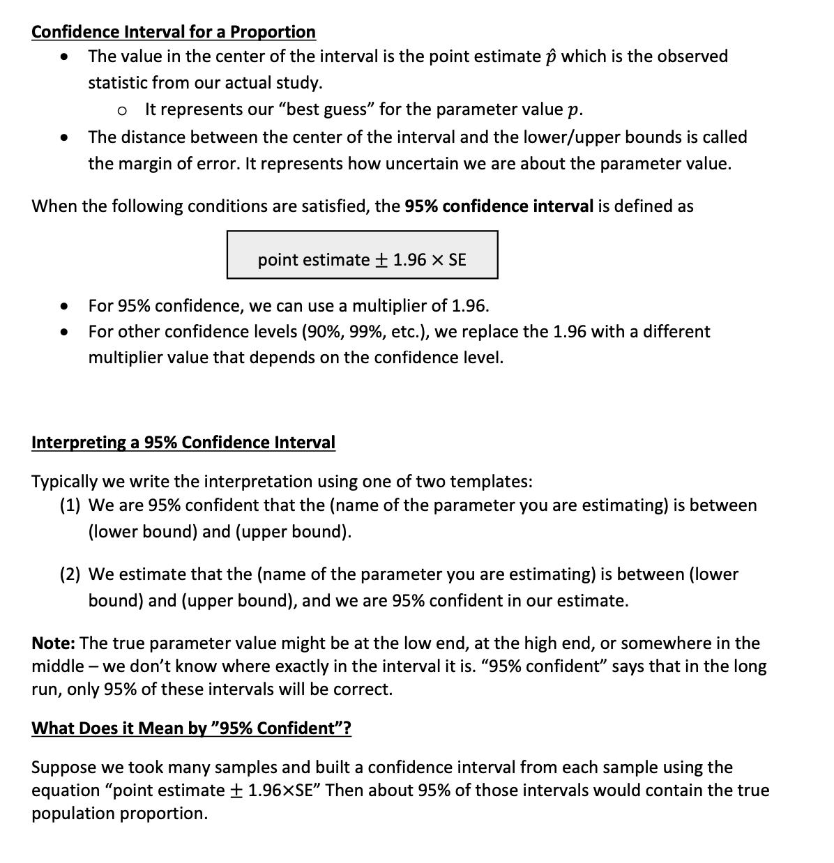 Solved Confidence Interval for a Proportion - The value in | Chegg.com