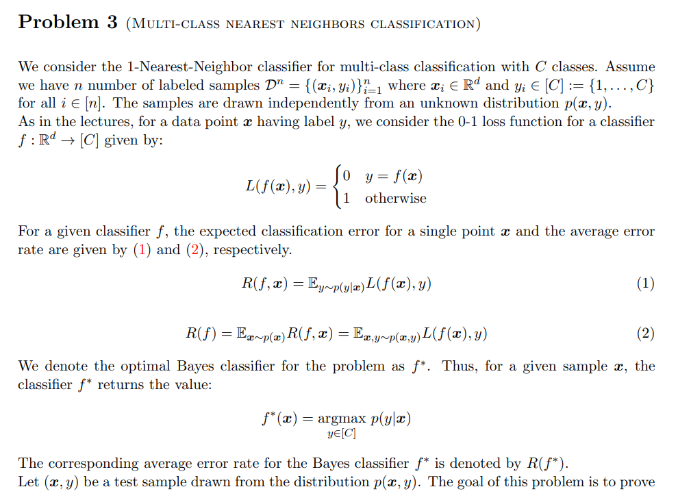 Solved We consider the 1-Nearest-Neighbor classifier for | Chegg.com