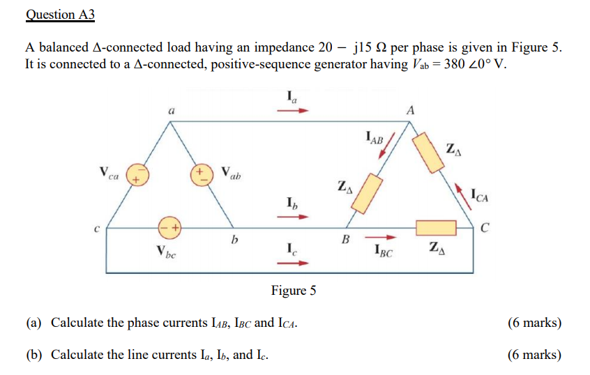 Solved Question A3 A balanced A-connected load having an | Chegg.com