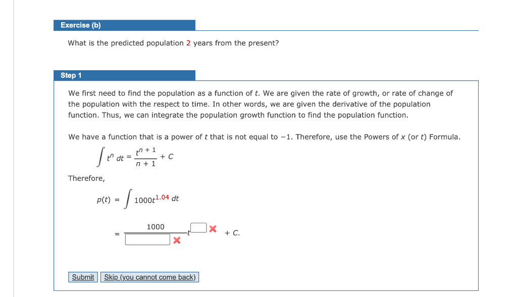 Solved Exercise (b) What is the predicted population 2 years | Chegg.com