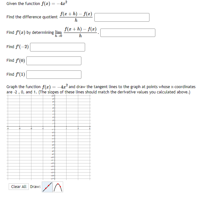 Solved Given The Function F X 4x2find The Difference