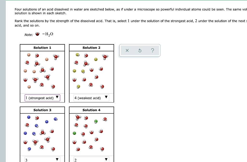 Solved Four solutions of an acid dissolved in water are | Chegg.com