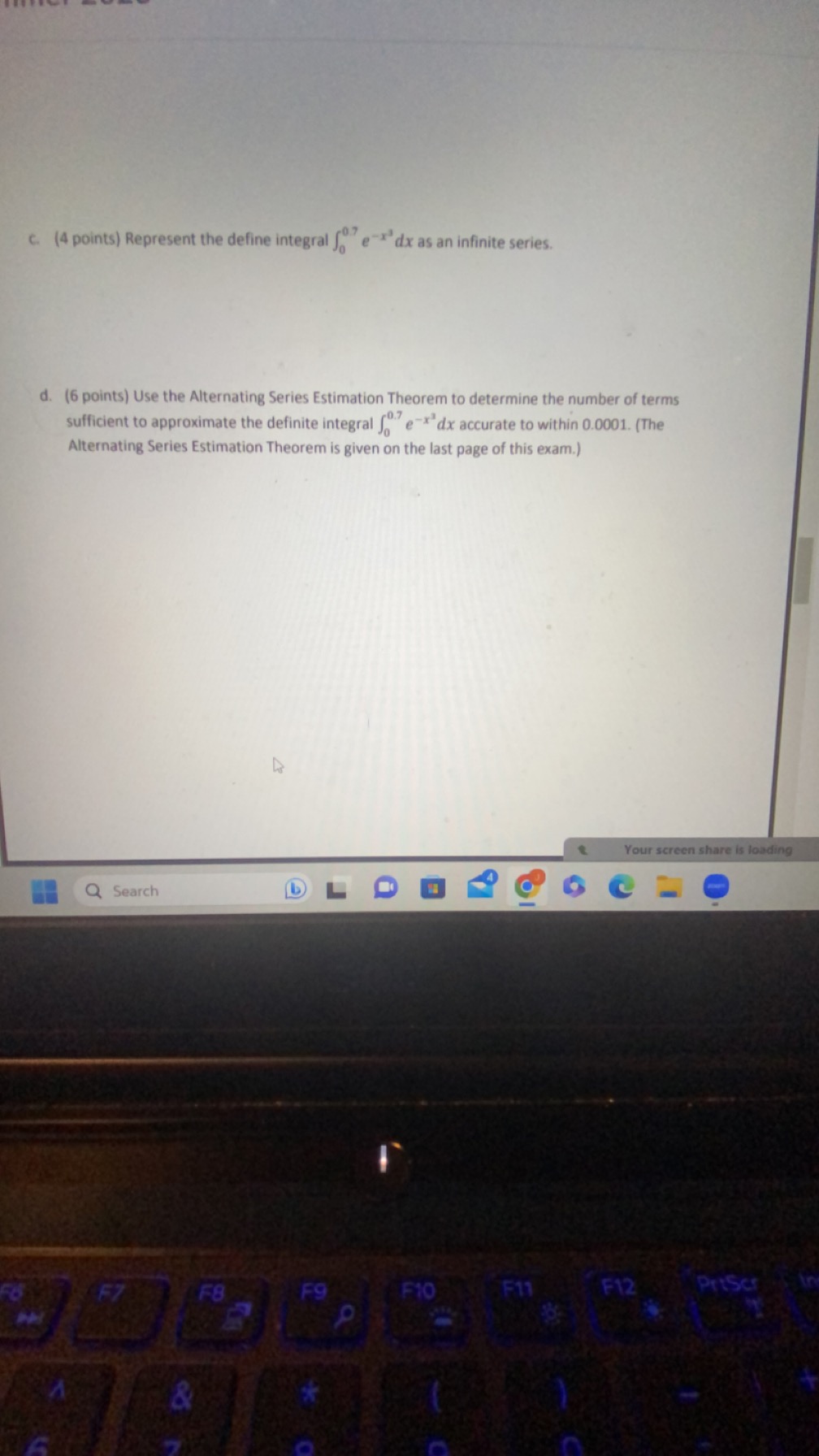 Solved c. (4 points) Represent the define integral \\( | Chegg.com
