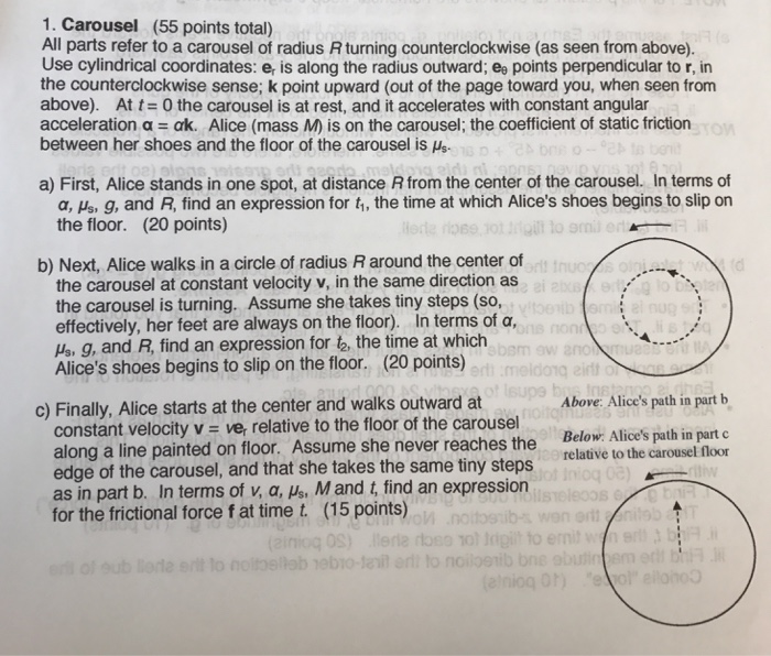 Solved Carousel All parts refer to a carousel of radius R | Chegg.com