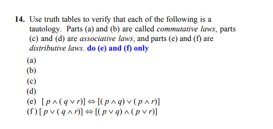 Solved 14. Use truth tables to verify that each of the | Chegg.com