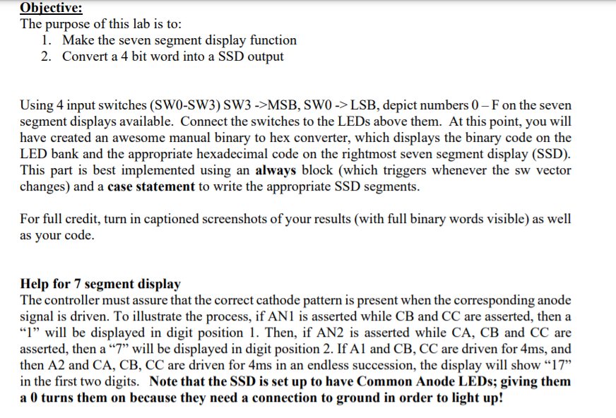 Objective: The purpose of this lab is to: 1. Make the | Chegg.com