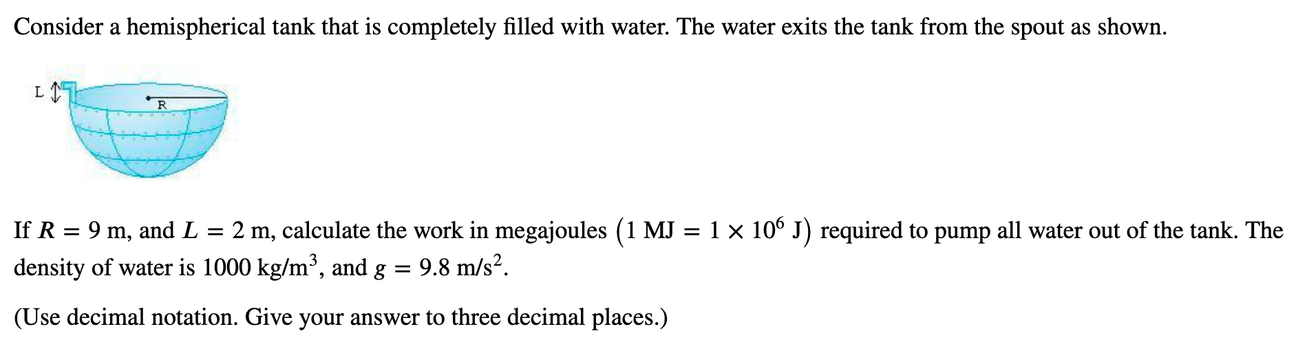 Solved Consider a hemispherical tank that is completely | Chegg.com