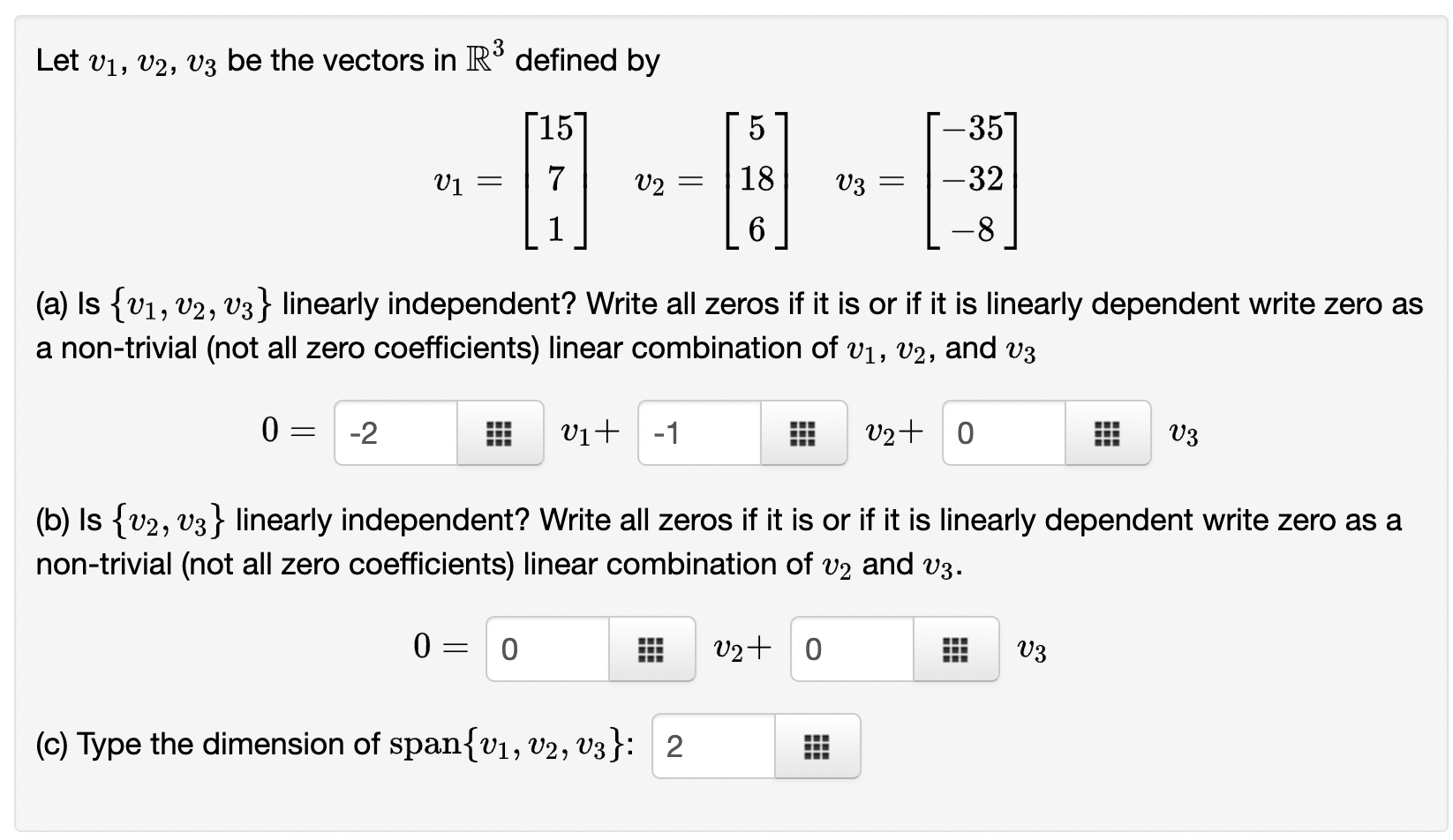 Solved Let v1,v2,v3 be the vectors in R3 defined by | Chegg.com