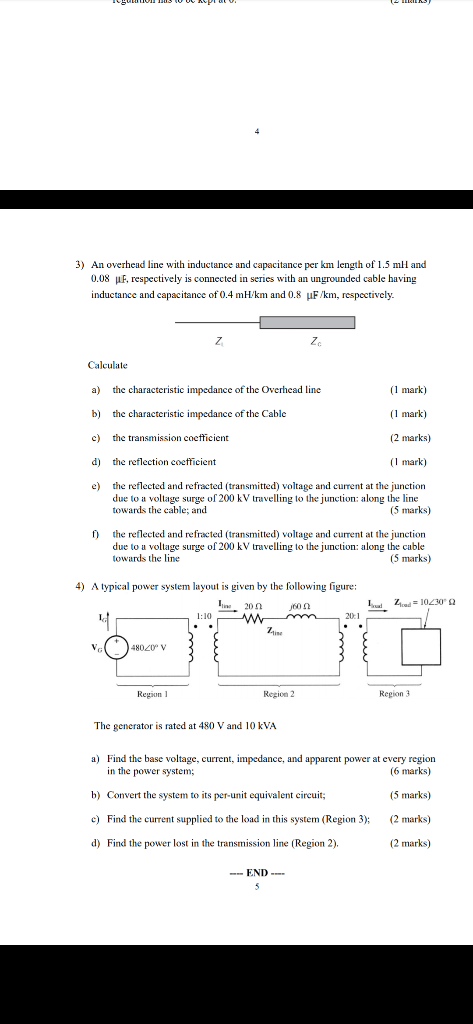 Solved 3) An overhead line with inductance and capacitance | Chegg.com