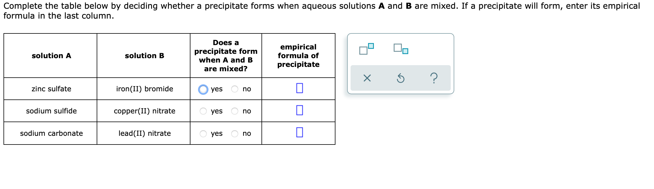 Solved Complete the table below by deciding whether a | Chegg.com